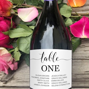 Wedding Table Numbers Wine Label/wine Bottle Seating Chart/wine Bottle Numbers/wedding Party ...