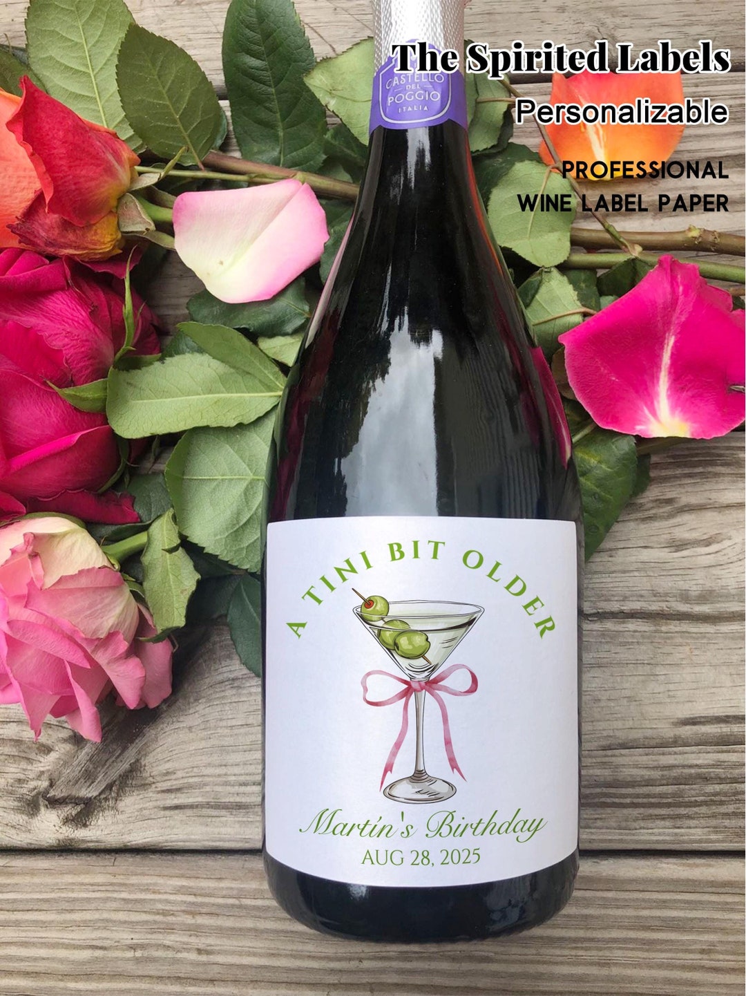 Tini Bit Older Mini Champage Label/diy Wine Label/martini Themed ...