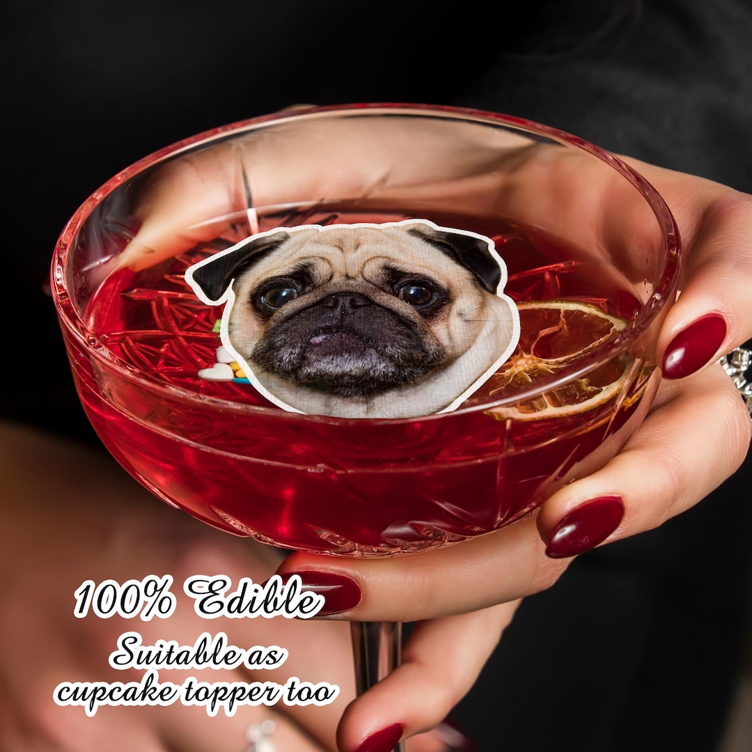 Pet Portrait Cut-out Wafer Cocktail Toppers/wedding Pet Cocktail ...