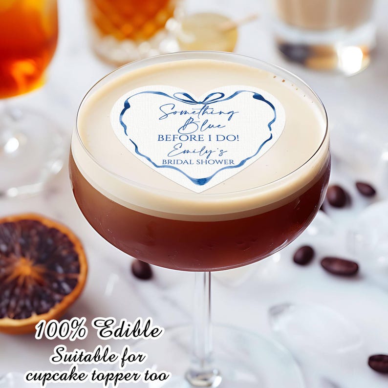 Edible Bridal Shower Cocktail Toppers/hand Drawn Ribbon Bachelorette ...