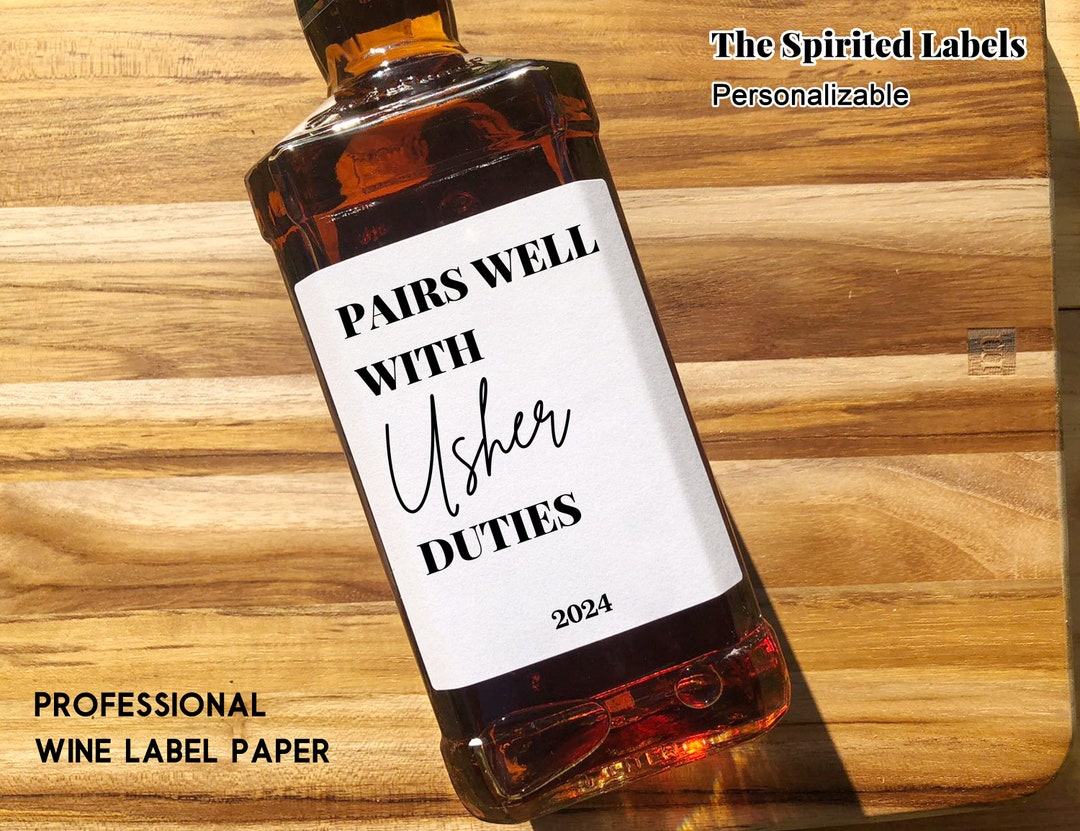 Usher Whiskey Wine Labels/pairs Well With Usher Duties/wedding Usher ...