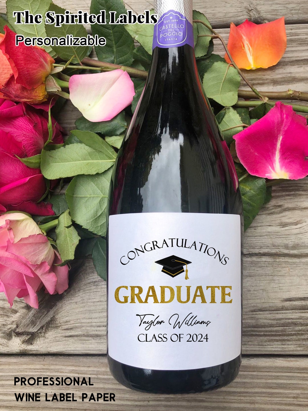 Graduation Champagne Label Personalized Graduation Gift for Her College ...
