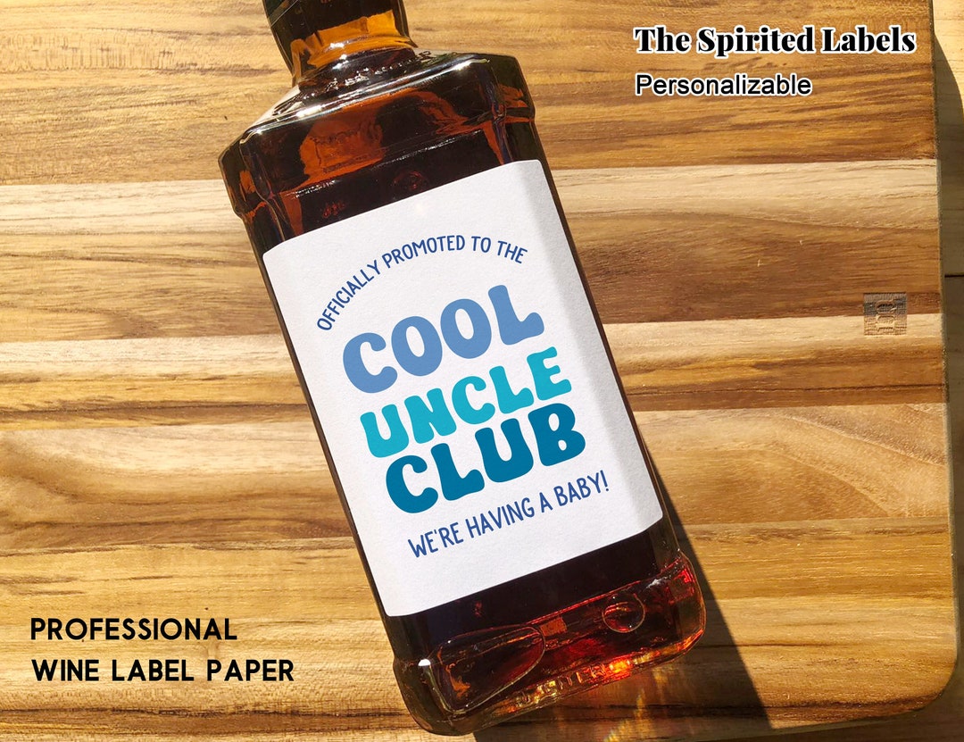 New Uncle Gift/cool Uncle Club Funny Announcement Wine Labels/pregnancy ...