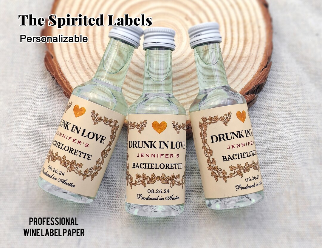 Drunk in Love Bachelorette Mini Cognac Labels Personalized Mini Wine ...