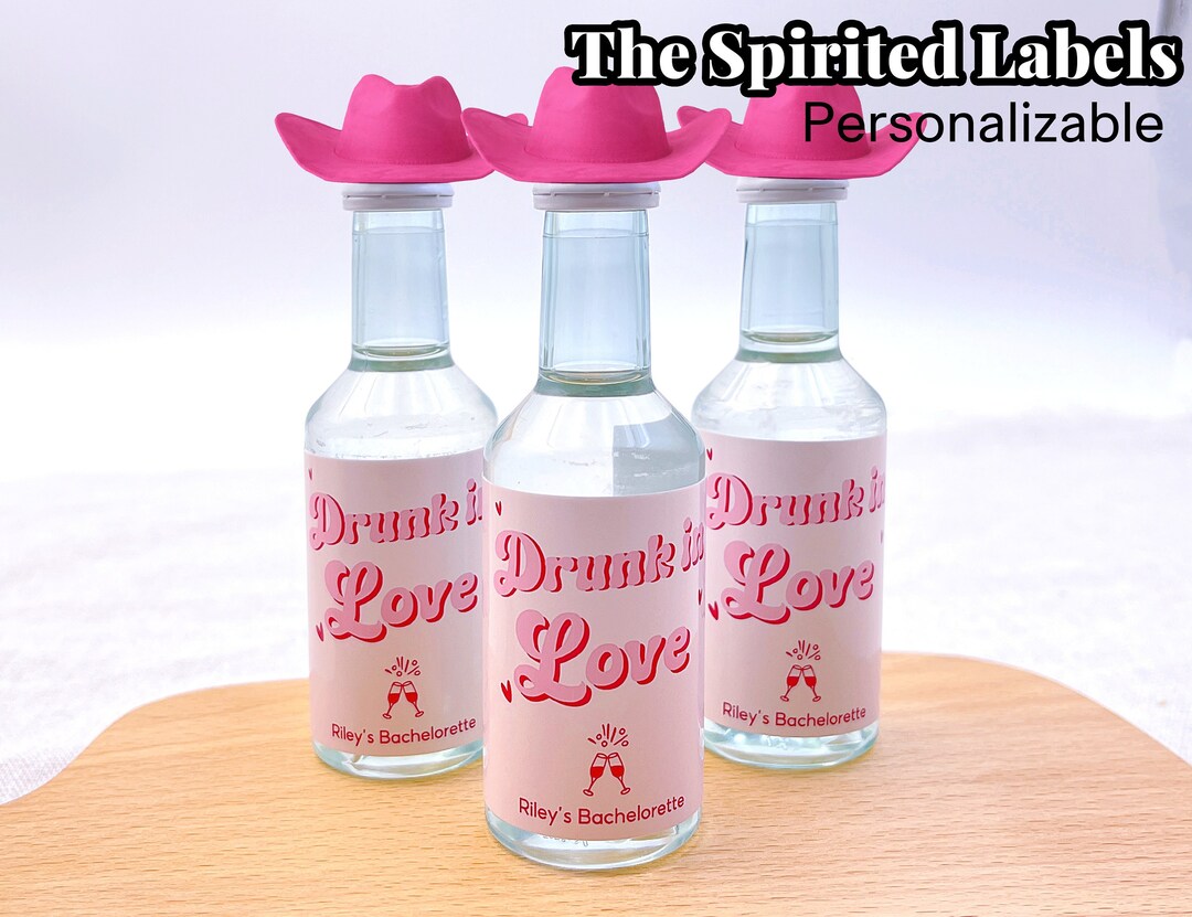 Mini Wine Bottle Labels Drunk in Love Bachelorette Decorations ...