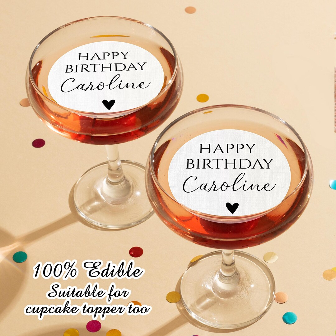 Edible Cocktail Topper/happy Birthday Drink Topper/birthday Cocktail ...