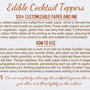 Edible Drink Toppers/wedding Cocktail Topper/personalized Wedding Decor ...
