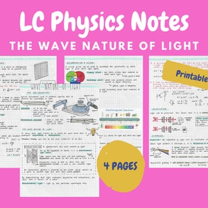 The Wave Nature of Light Notes Leaving Cert Physics - Etsy