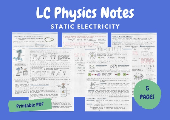 Static Electricity Notes Leaving Cert Physics - Etsy