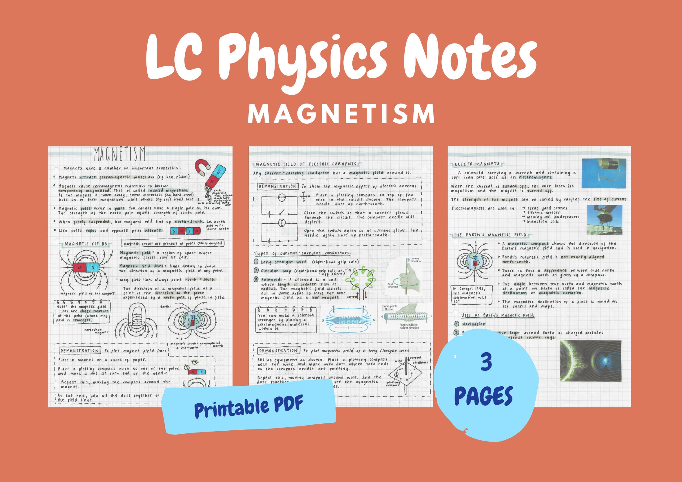 Magnetism Notes - Leaving Cert Physics - Etsy
