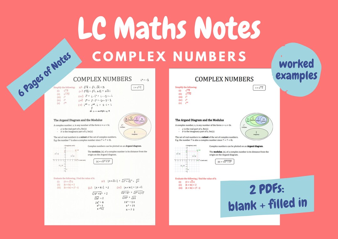 Complex Numbers Notes - Leaving Cert Maths (HL) - Etsy