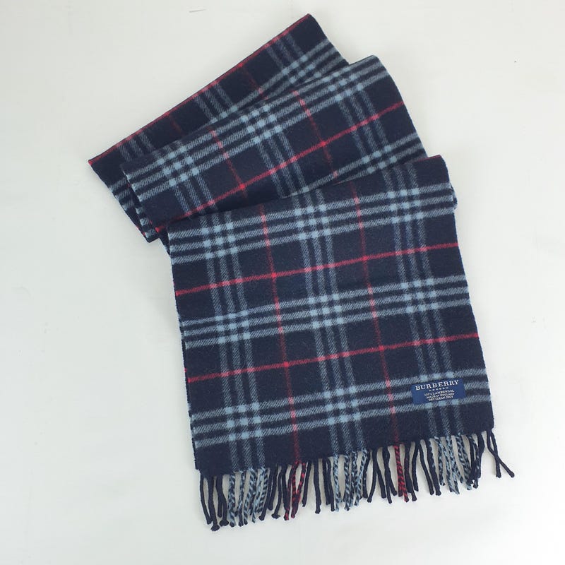 Blue Brown Wool Scarf - Etsy