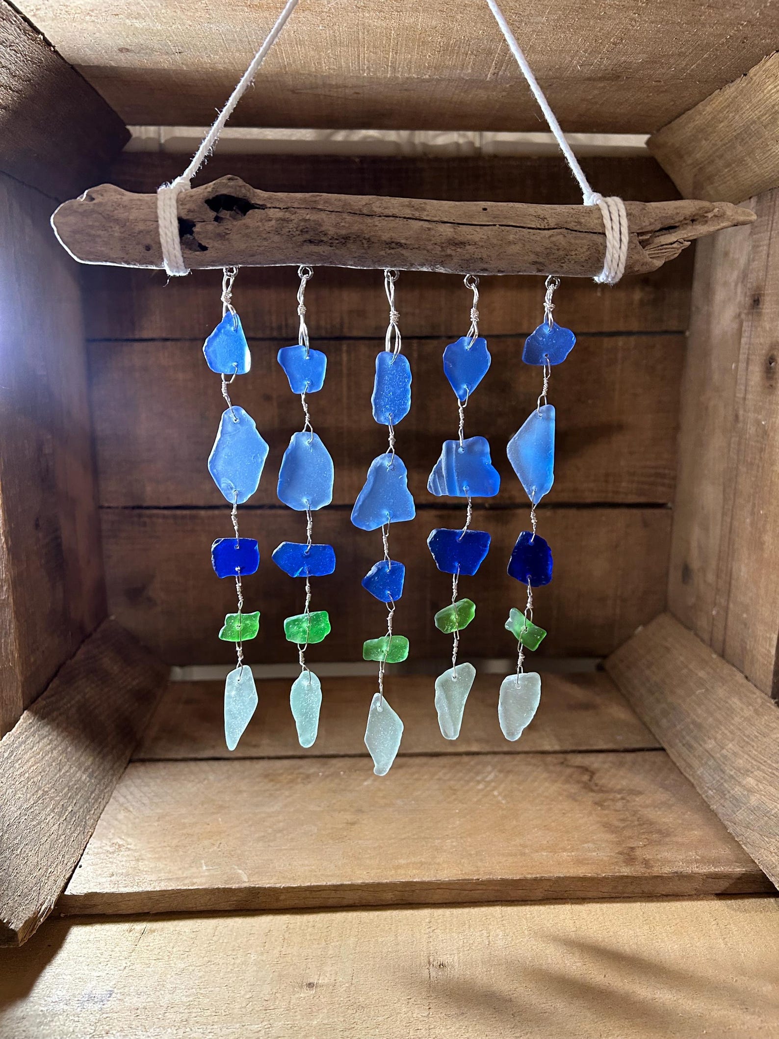 Sea Glass Sun Catcher // Feather - Etsy