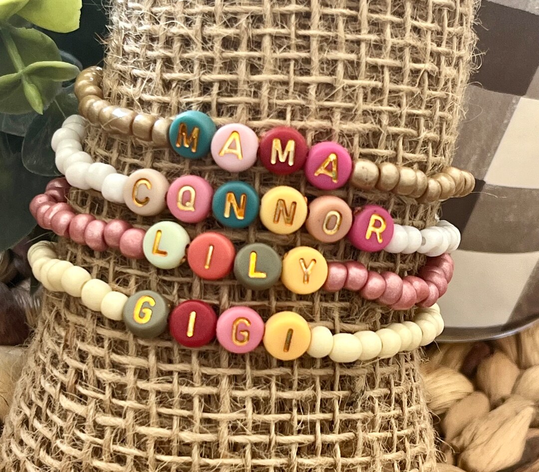Custom Word Beaded Bracelet/personalized/mama Bracelet/seed Bead ...
