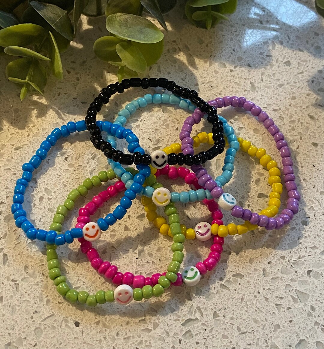 Smiley Face Beaded Bracelets/bead Bracelets/smiley Face Jewelry ...