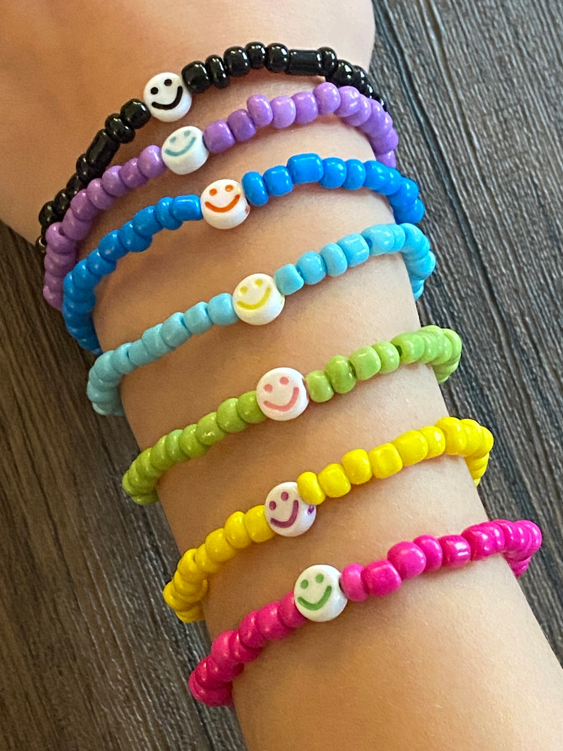 Smiley Face Beaded Bracelets/bead Bracelets/smiley Face - Etsy