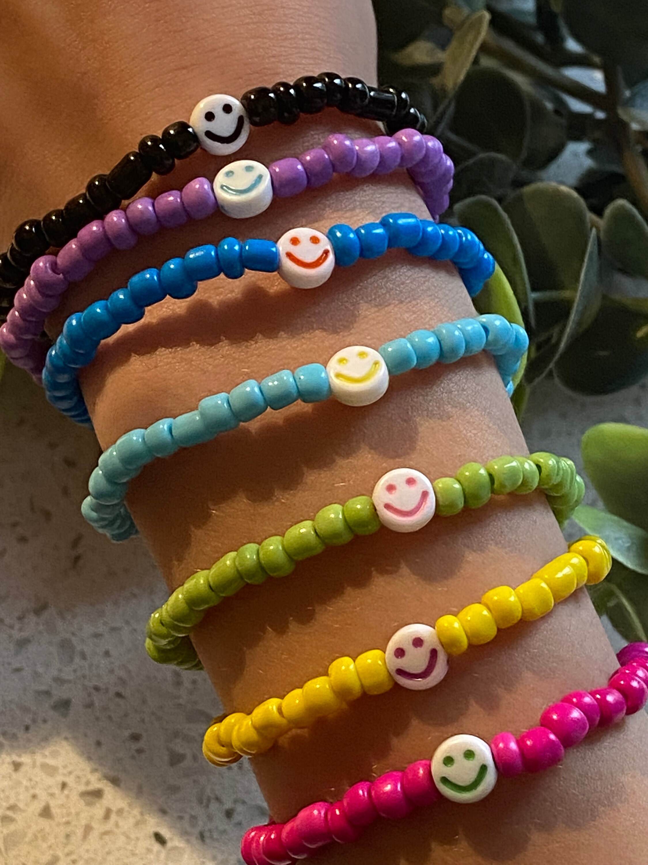 Smiley Face Beaded Bracelets/bead Bracelets/smiley Face - Etsy