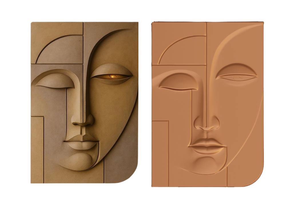 Minimalist Face Wall Sculpture: Large Abstract Geometric Ar (48” X 32.8 ...