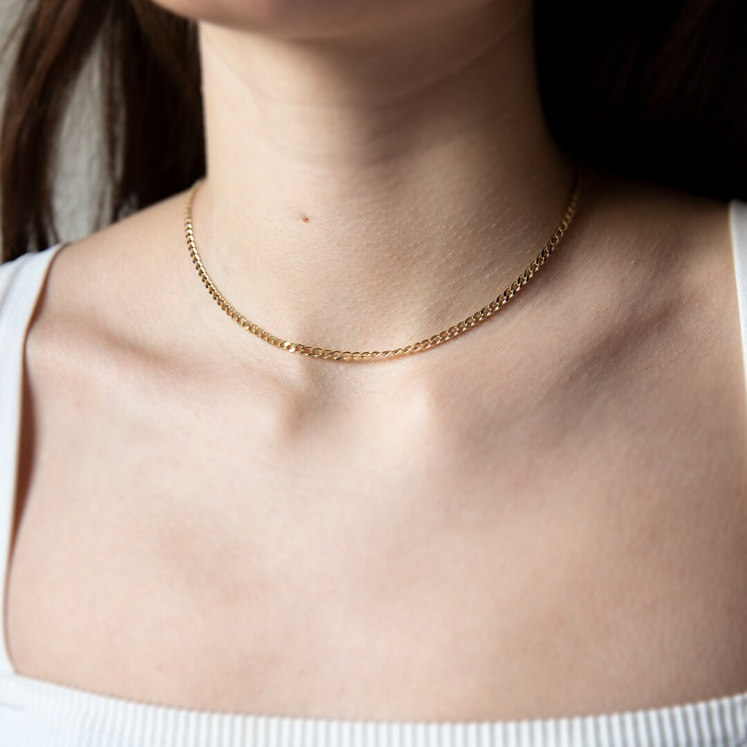 14k Gold Gourmet Chain Necklace Curb Chain Cuban Link - Etsy