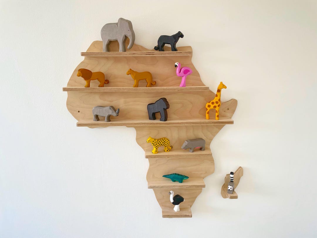 Handcrafted Wooden African Map Shelf, Africa Wall Shelves Decoration ...