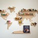 Handcrafted Wooden World Map Shelf, Continent Wall Shelves Decoration ...