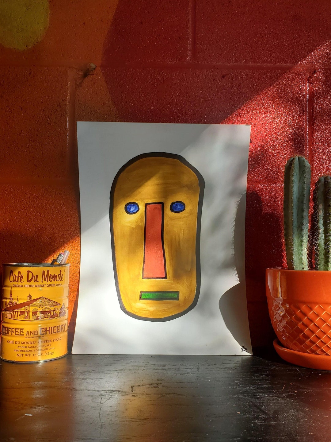 ORIGINAL Abstract Wall Art, Watercolor Painting, Face Line Block ...