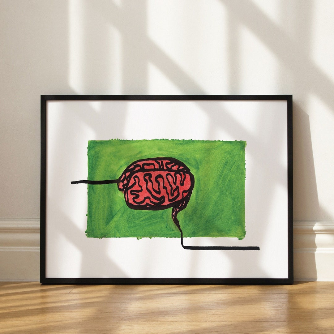 The Thinker: Abstract Brain Watercolor Print, Modern Wall Art - Etsy