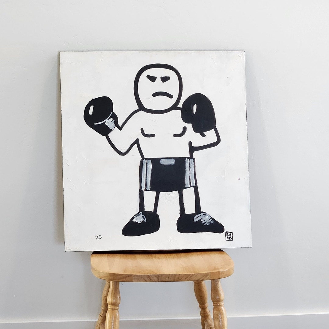 ORIGINAL "the Boxer" Abstract Painting | Wood Panel Art | Original Wall ...