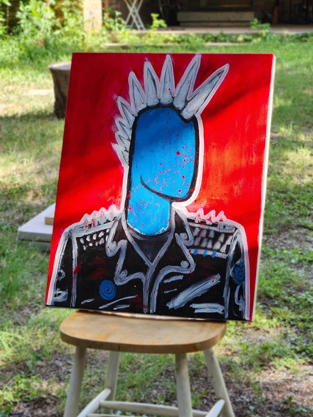 ORIGINAL Punk Art | Red and Blue Punk Grunge Art Abstract Painting ...