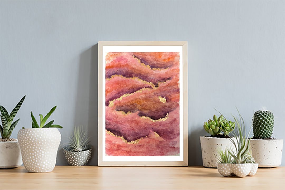 Pink Watercolor Geode Painting Digital Download - Etsy