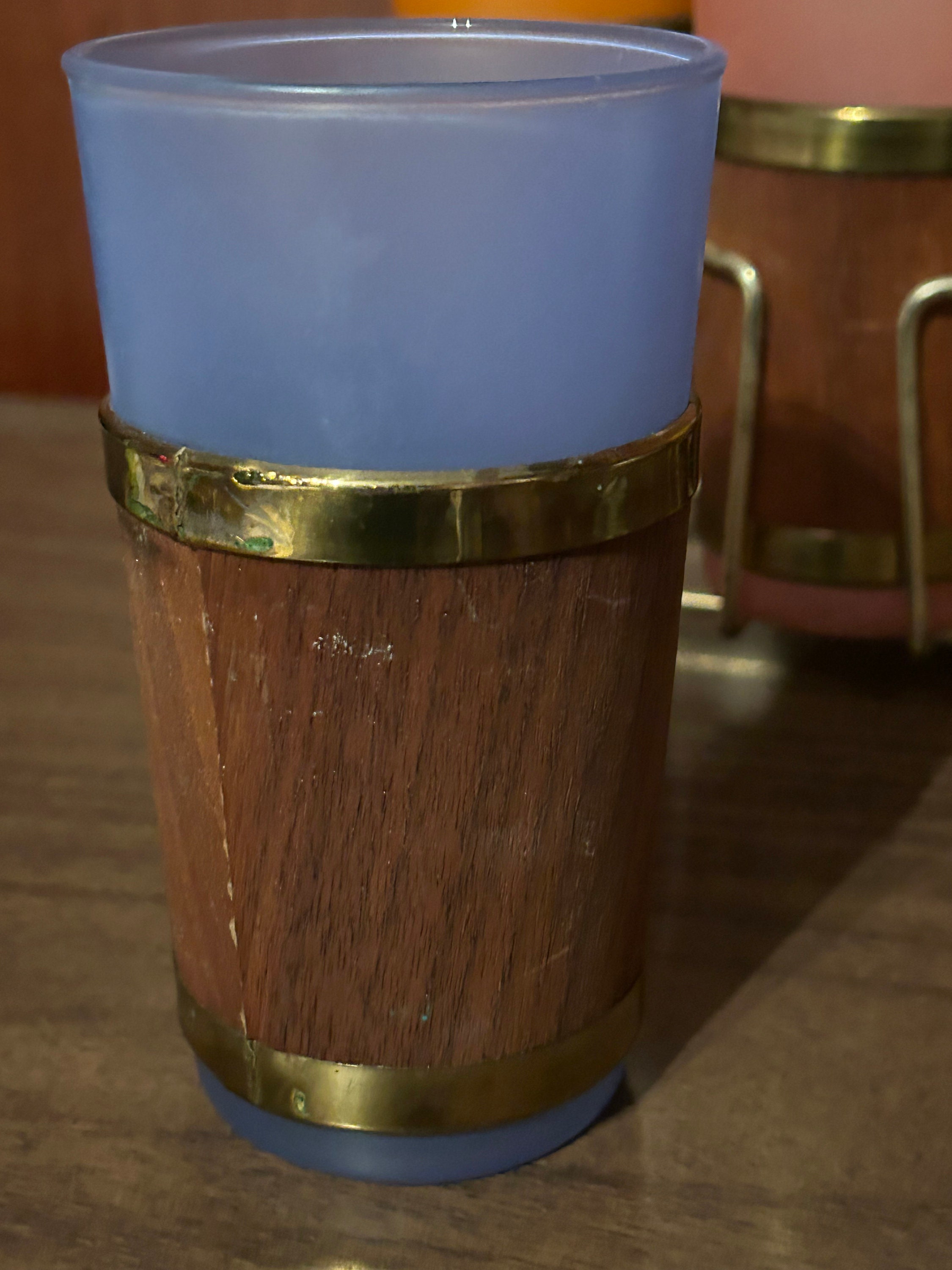 Vintage Siesta Ware Frosted Pastel Tiki Tumblers Set With Carrier Mid ...