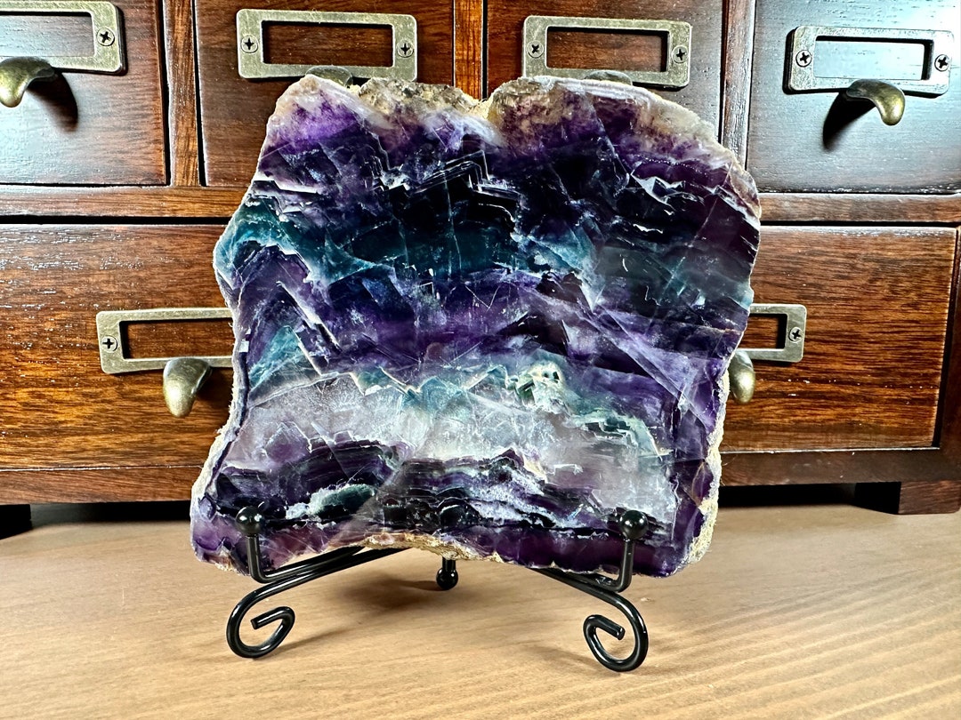 Green & Purple Rainbow Fluorite Slab - Etsy