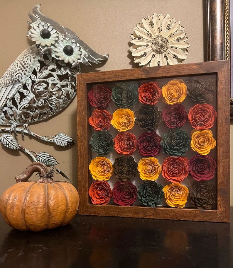 9x9 Paper Flower Shadow Box With White Frame - Etsy