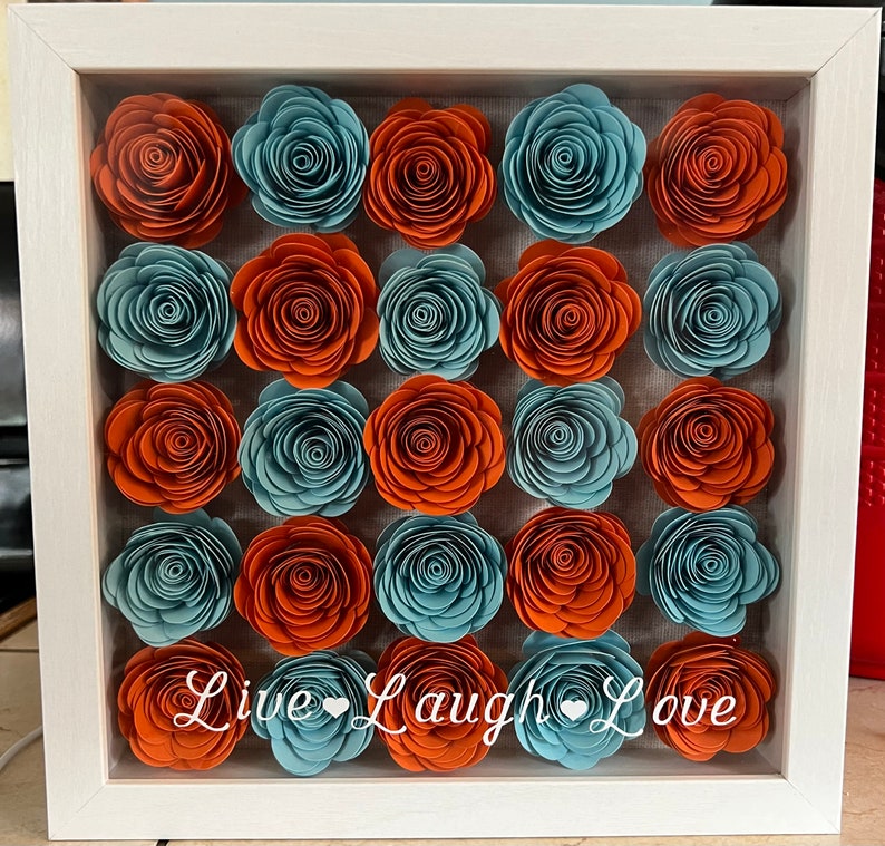 9x9 Paper Flower Shadow Box With White Frame - Etsy