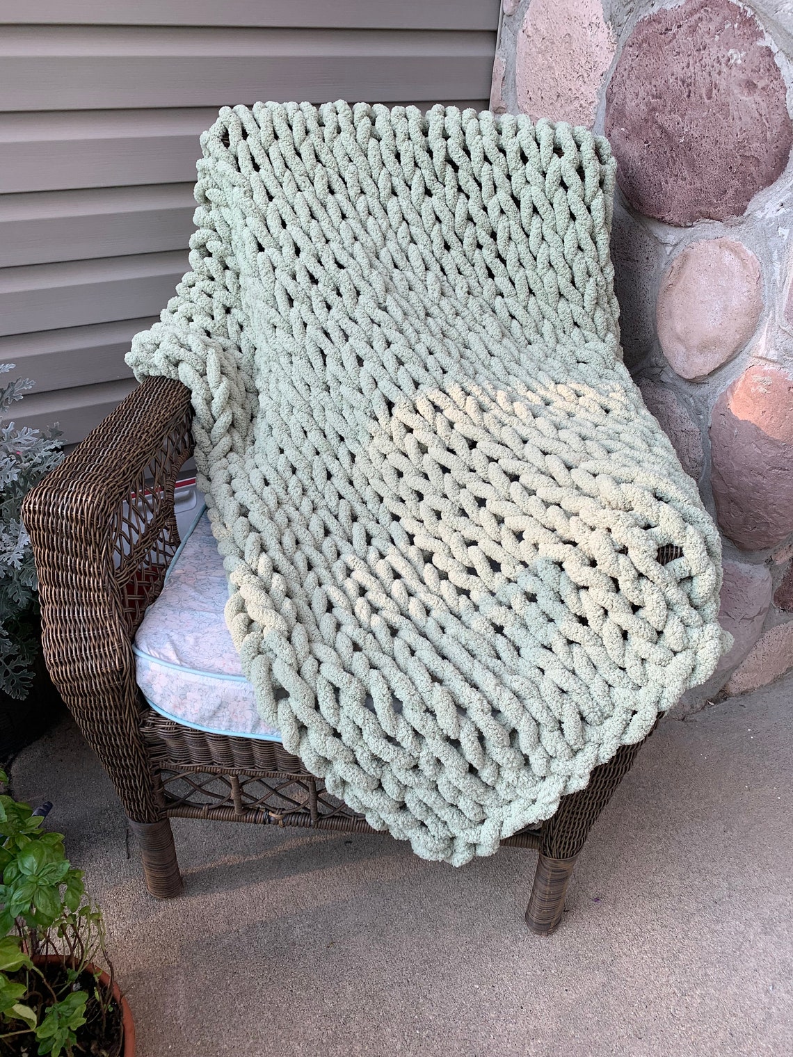 Handmade Chunky Knit Throw Blanket - Etsy