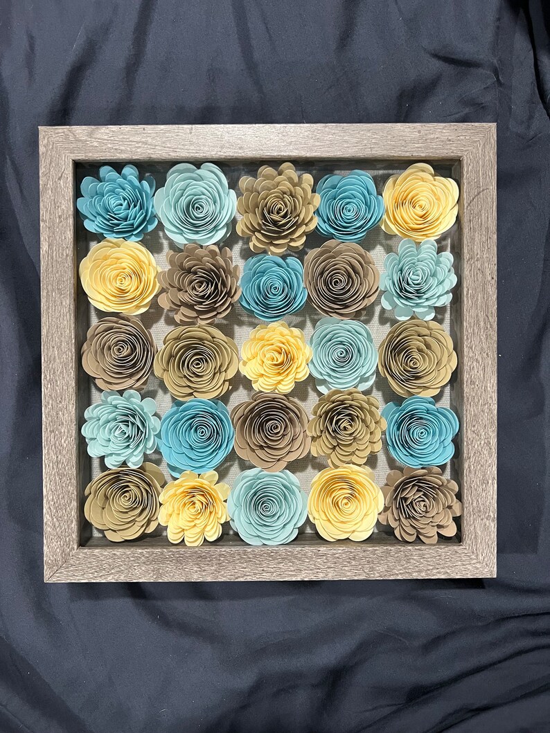 9x9 Paper Flower Shadow Box With White Frame - Etsy