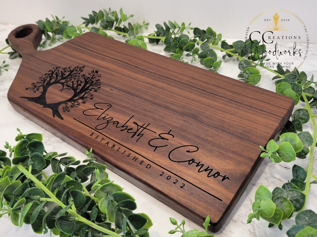 Rustic Family Tree Cheese Board - Engraved Wooden Platter for Family ...