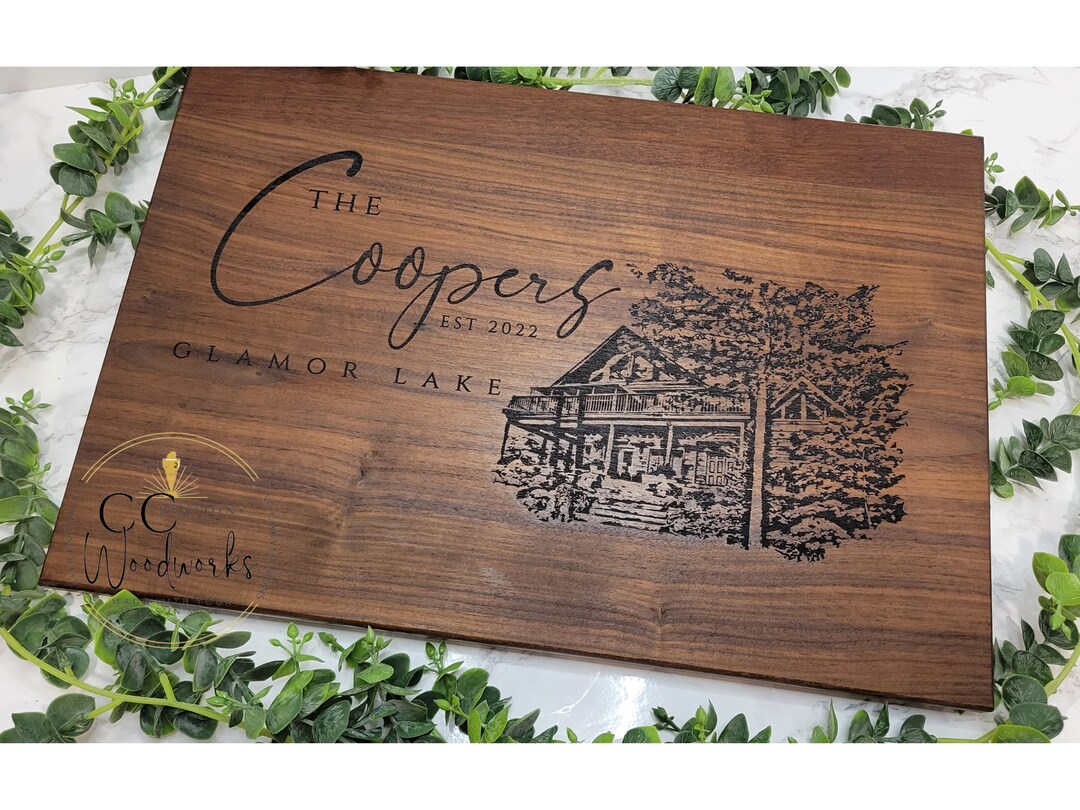 Engraved House Portrait Charcuterie Board - Realtor Closing Gift - Etsy