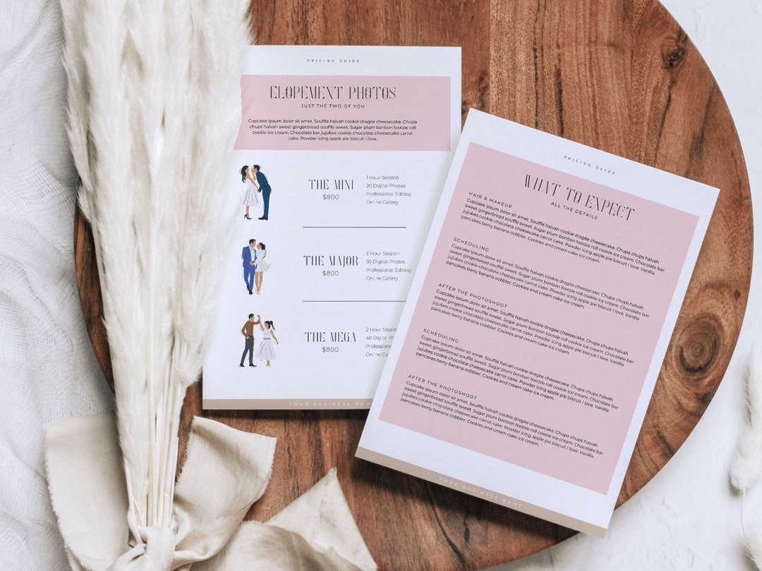 Canva Style Guide Template for Photographers Price List - Etsy UK