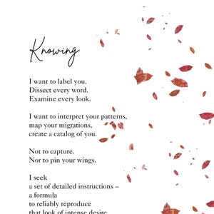 Knowing, Love Poem, Original Poetry Print, Digital Download, Valentine ...