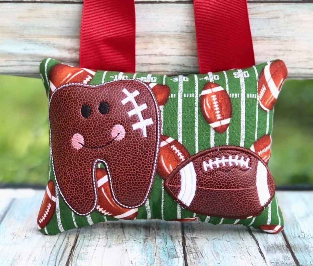 Football Tooth Fairy Pillow, Sport Pillow, Embroidered Football Pillow ...