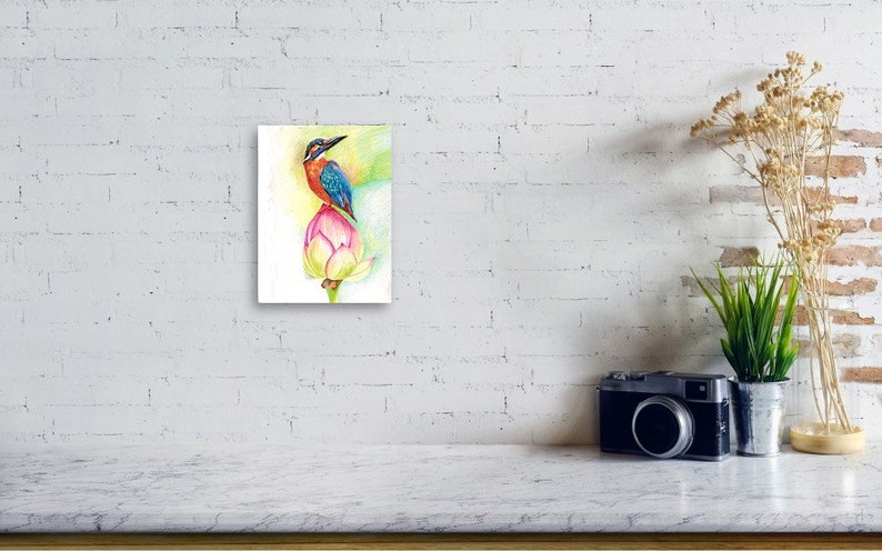 Original Kingfisher Color Pencil Drawing - Etsy Original Kingfisher Color Pencil Drawing - Etsy
