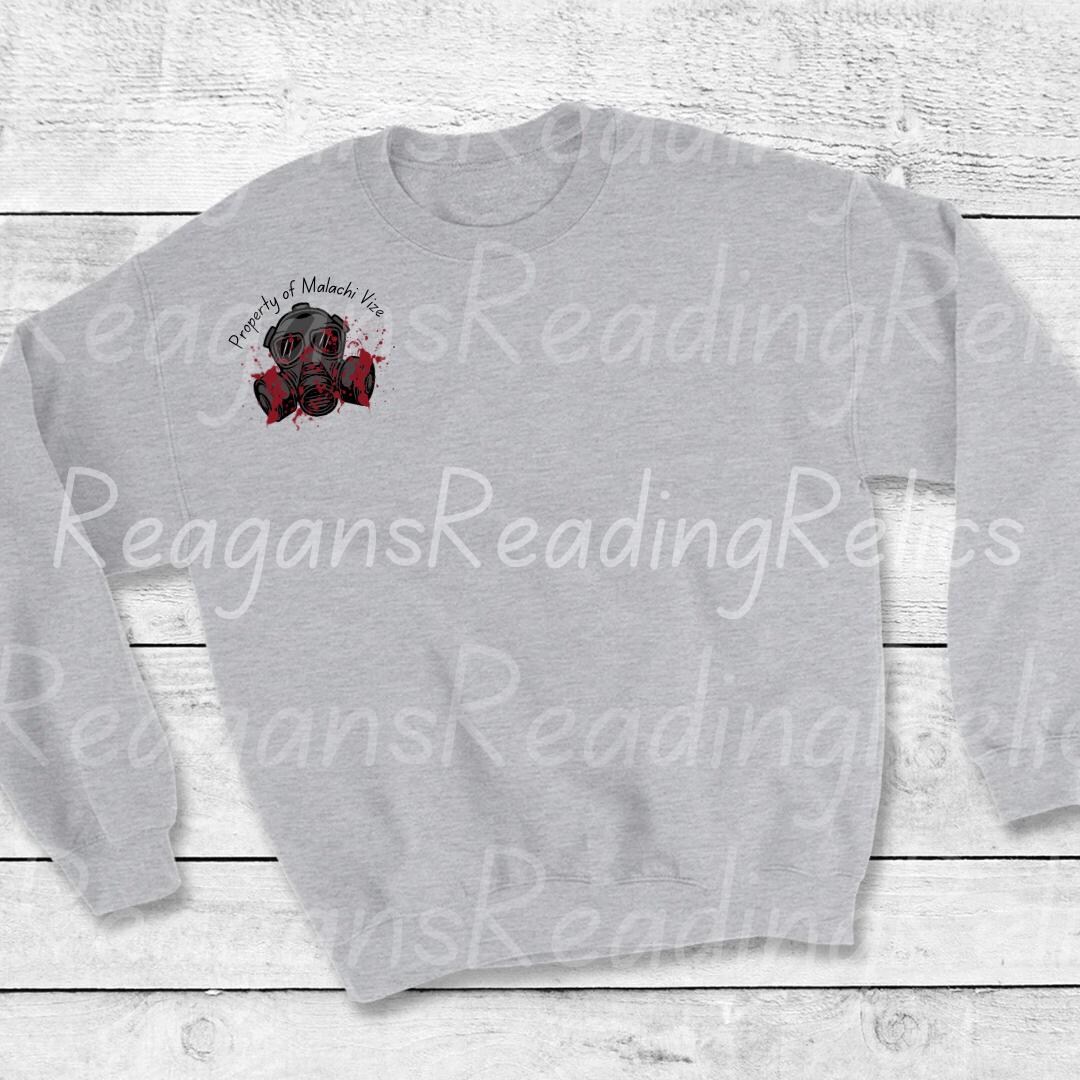 Officially Licensed Gas Mask Property of Malachi Vize Crewneck ...