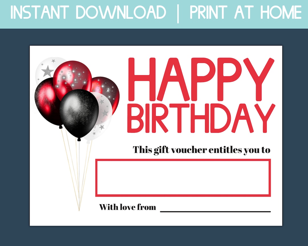 Birthday Gift Certificate Printable, Blank Gift Certificate, Gift ...