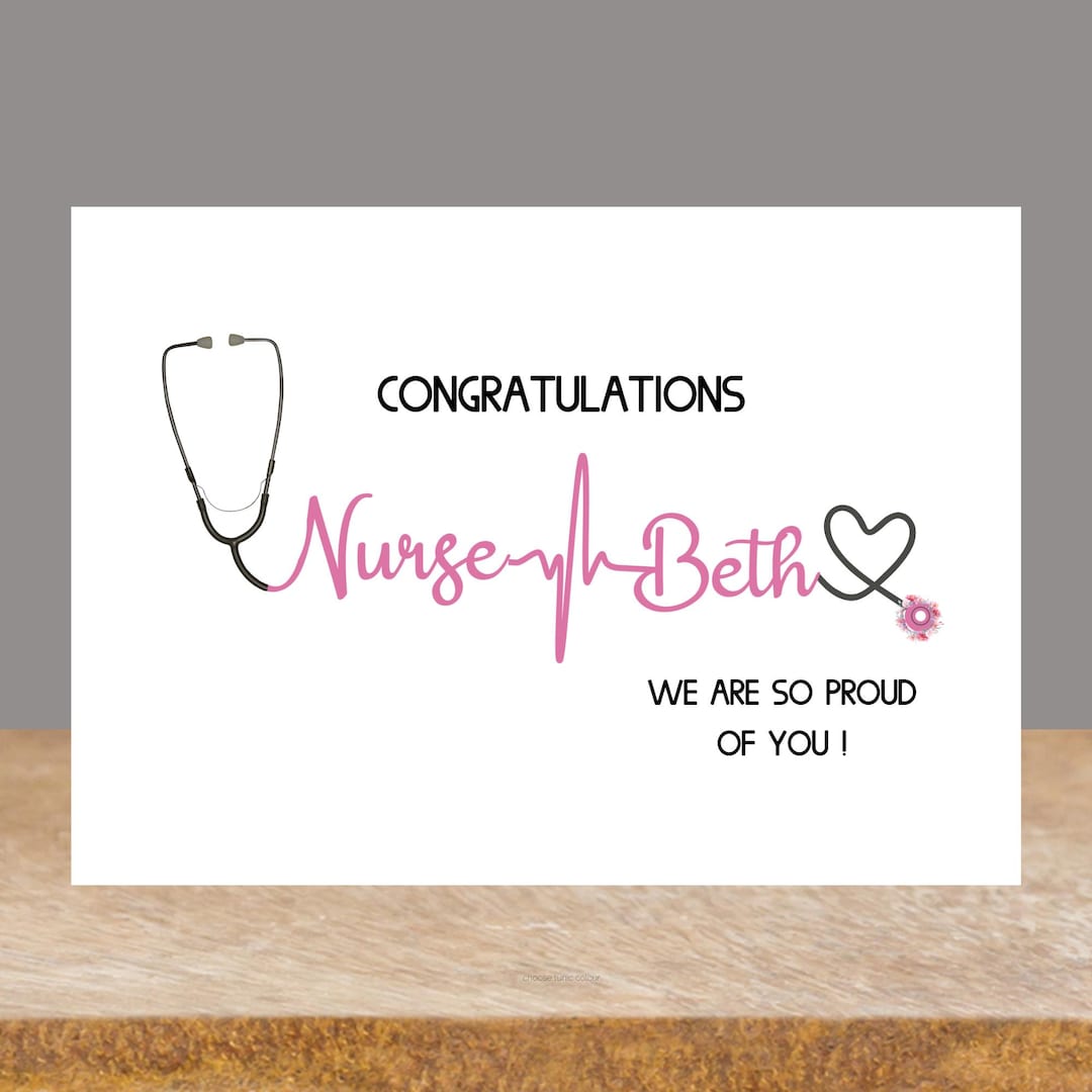 Nurse Congratulations Card, Nurse New Job Card, Personalised Newly ...
