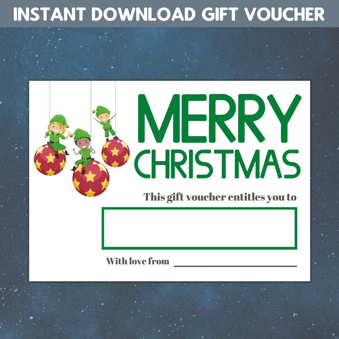 Elf Gift Ideas, Printable Kids Christmas Gift Voucher, Christmas Gift ...