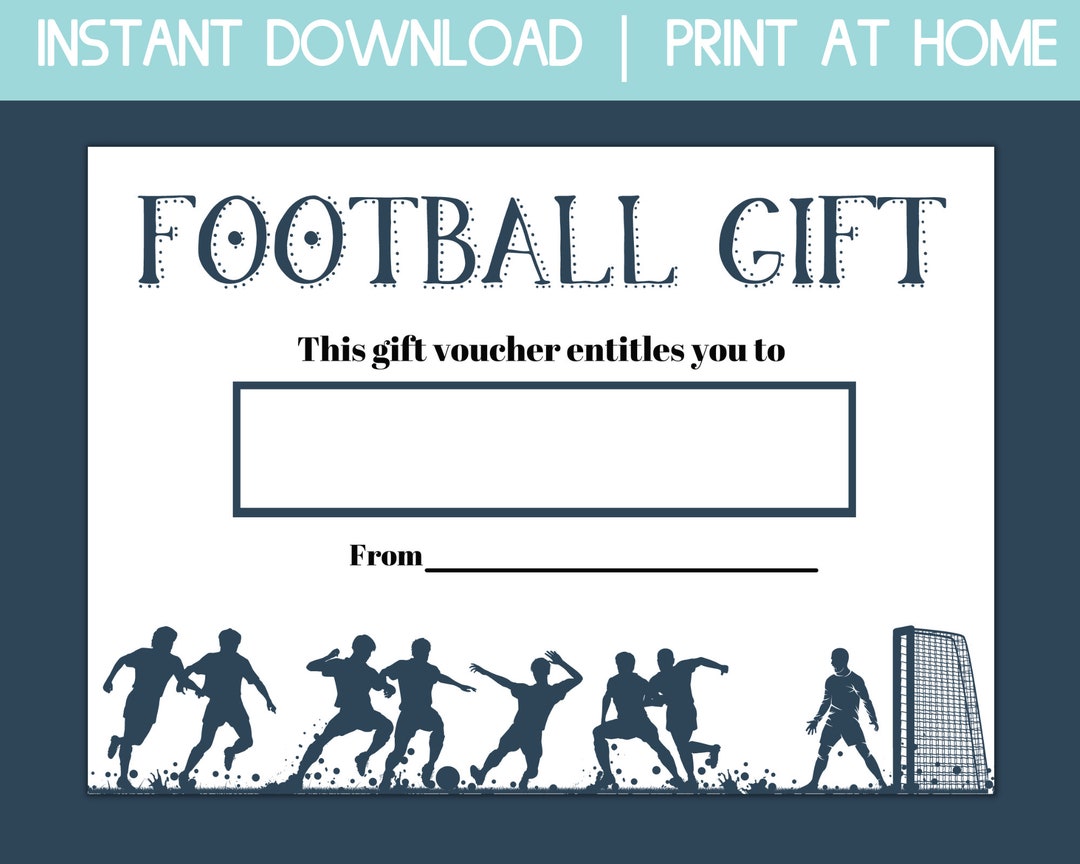 Soccer Gift Voucher, Football Gift Certificate, Football Gift Card ...