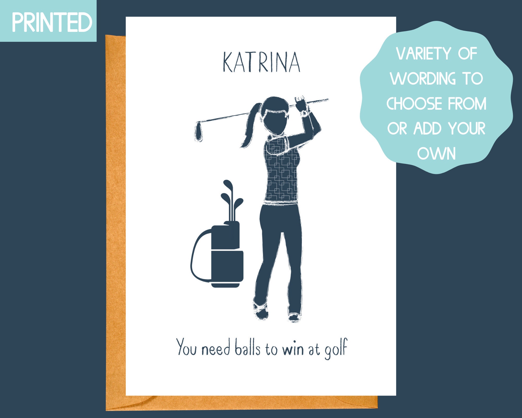 Personalised Golf Card Birthday Card for Her Golfer Card - Etsy