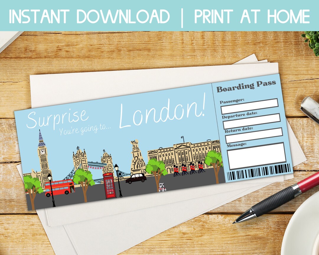 London Boarding Pass, Travel Ticket Gift, London Girls Trip Gift ...