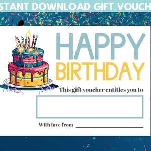 Printable Gift Card, Blank Gift Certificate, Birthday Gift Certificate ...